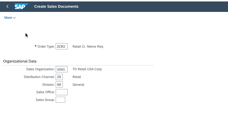 SAP-SD: Create credit note without goods return