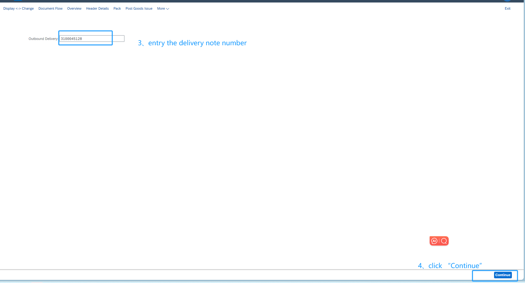 Delete some items for delivery note for order change