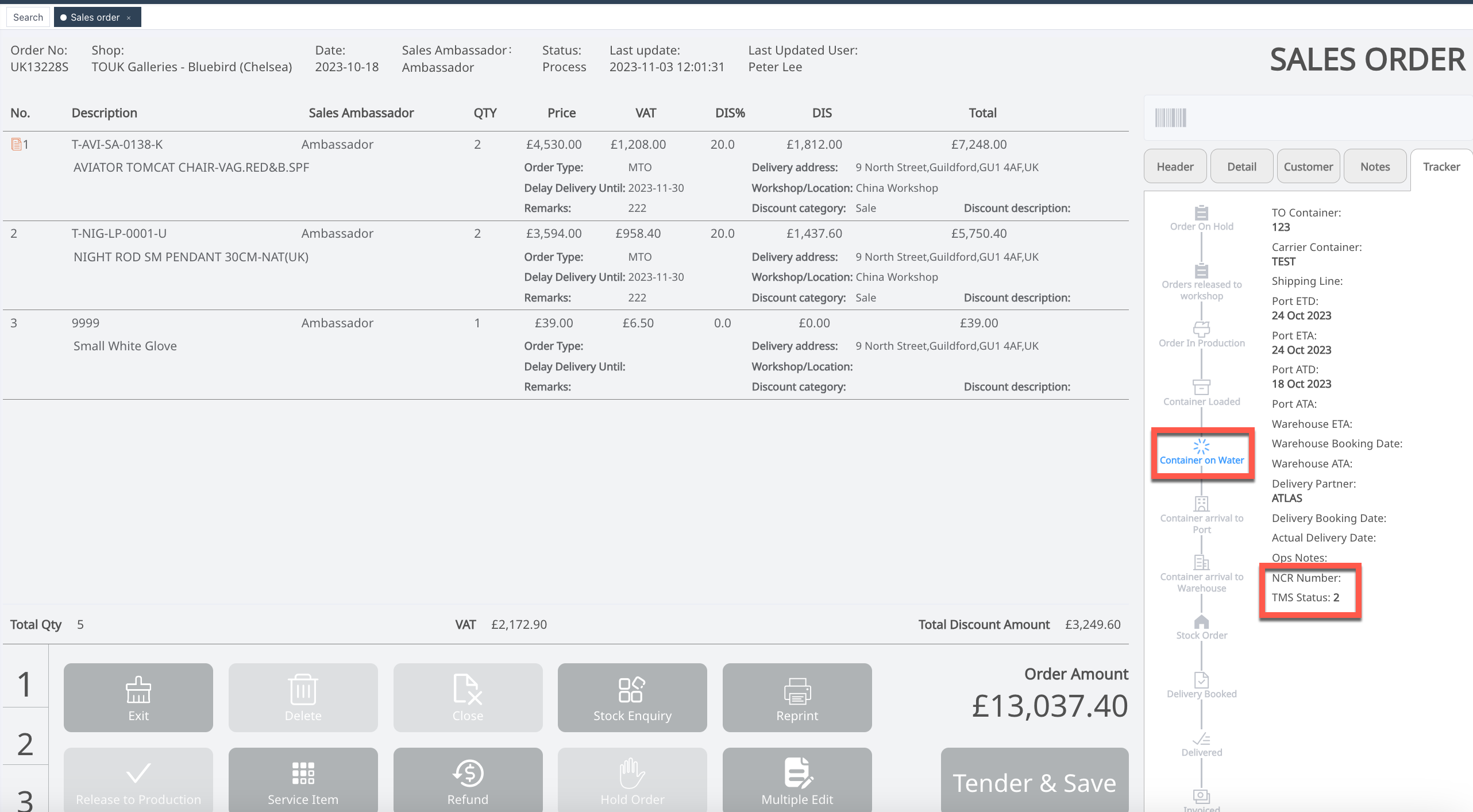 UX-POS: Change Discount or service line for the shipped order (TMS = 2)