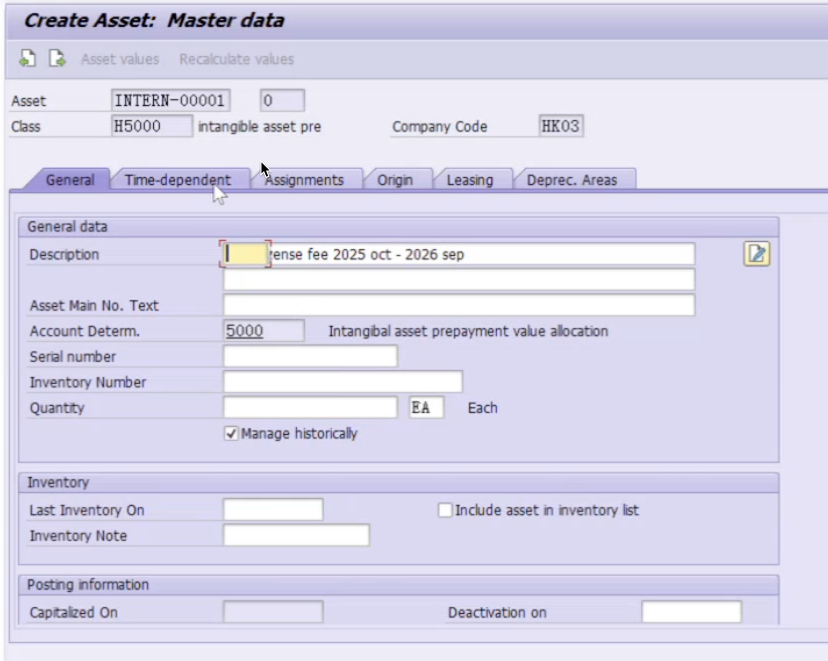 SAP-FICO: Create Prepayment with Asset Management